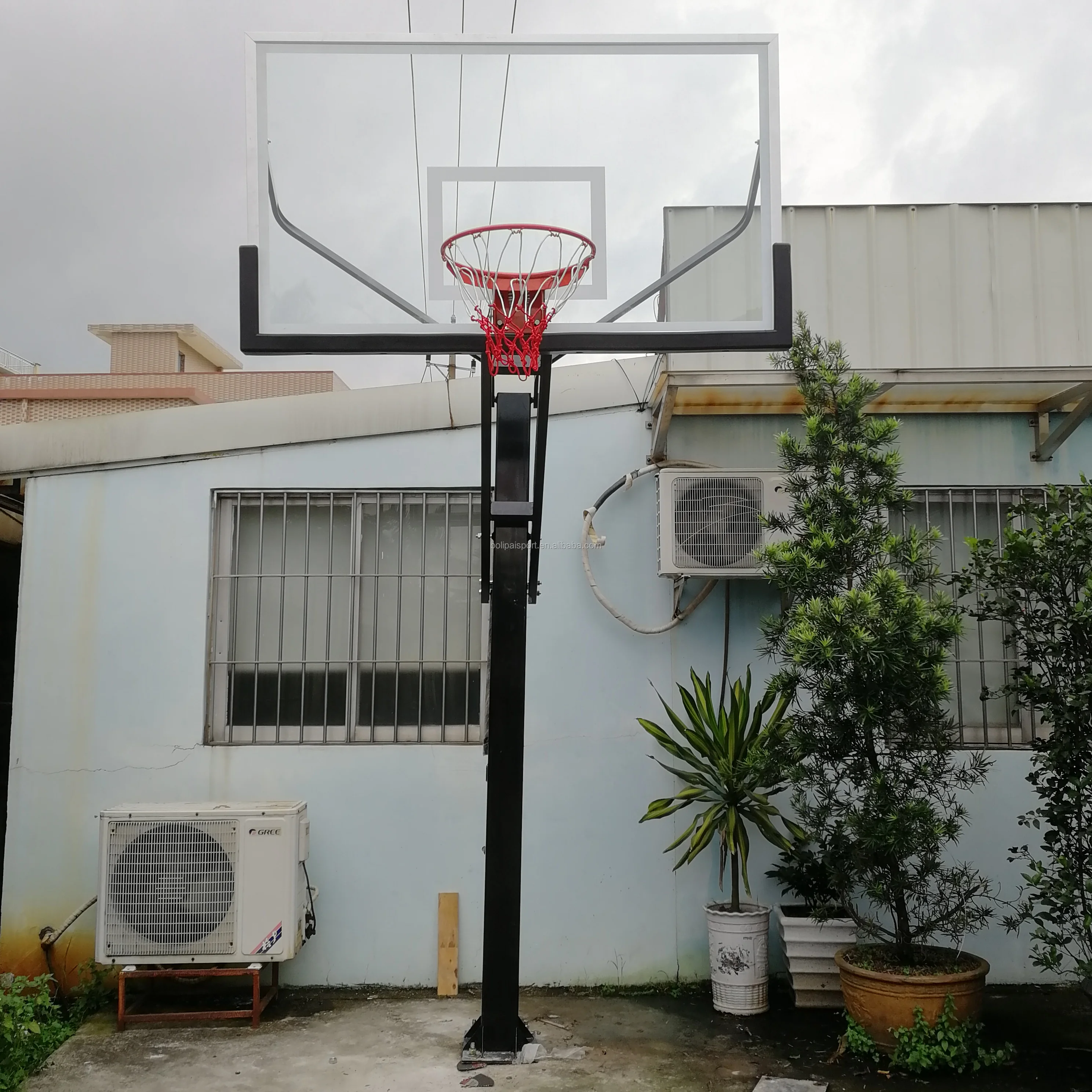 Custom Inground Basketball Pole Height Adjustable Basketball Hoop With ...