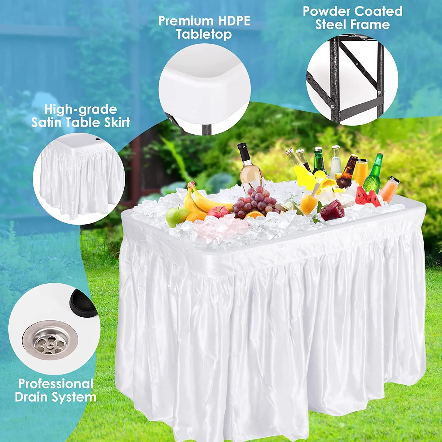 Multi-use Plastic Folding Ice Cooler Table, Ice Party Table, Fill and ...