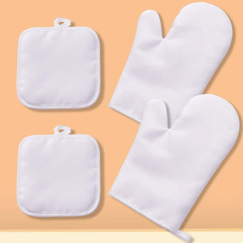 White Customizable Sublimation Hot Transfer Oven Mitts 100% Polyester ...