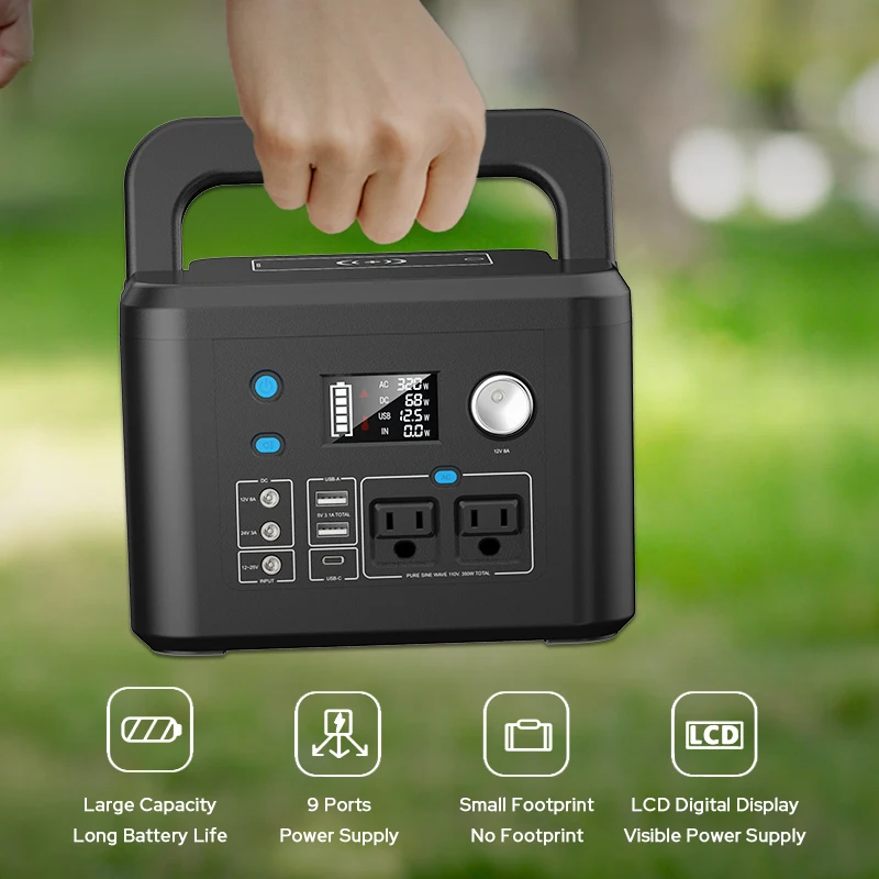 Powkey R350 110v 220v Camping Solar Generator Power Station 350w 1000w 500w 600w 300w Portable ...