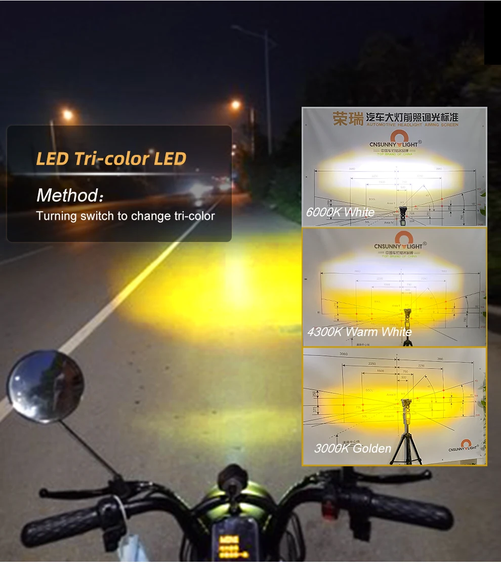 Dual Color Bi LED Motorcycle Fog Driving Light 6000lm