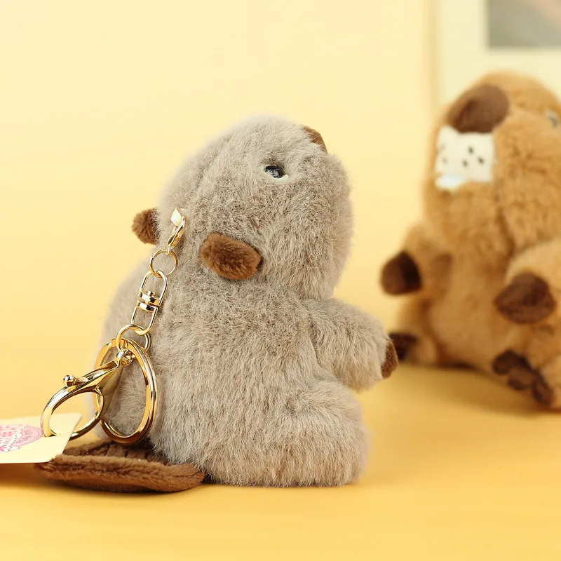 Peluche Soft Mini Plushy Stuffed Beaver Plush Plushie Keychain Key Fob ...