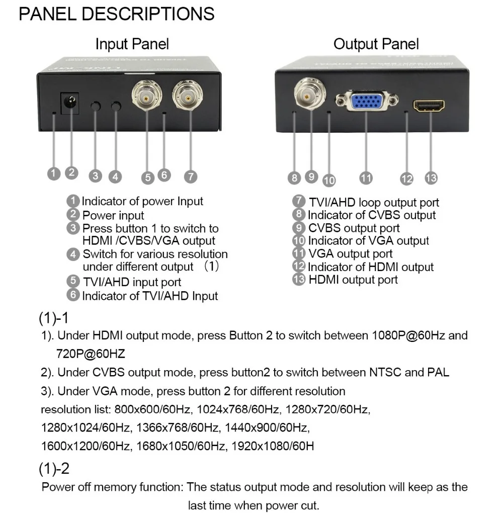300m Ahd/tvi To Hdmi/cvbs/vga Converter Composite Video Output Support ...