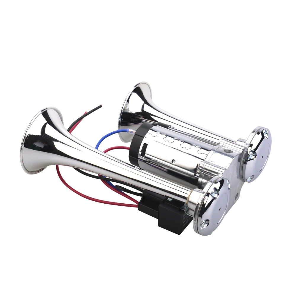 Universal 12V 24V Dual Tone Car Air Horn Kit - Super Loud