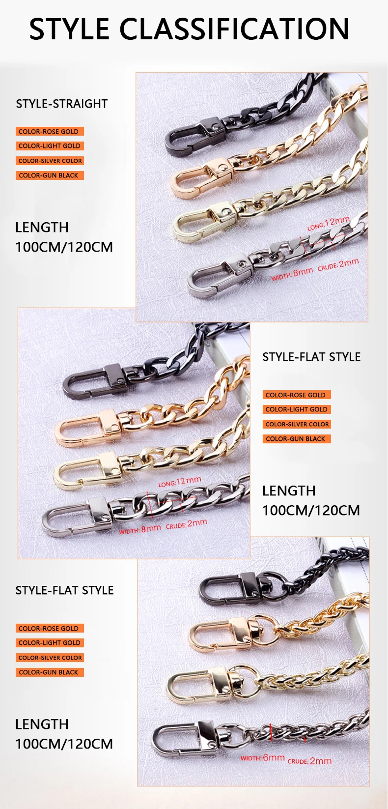 High Quality Metal Brass Handbag Chains for Bags Accessories Purse ...