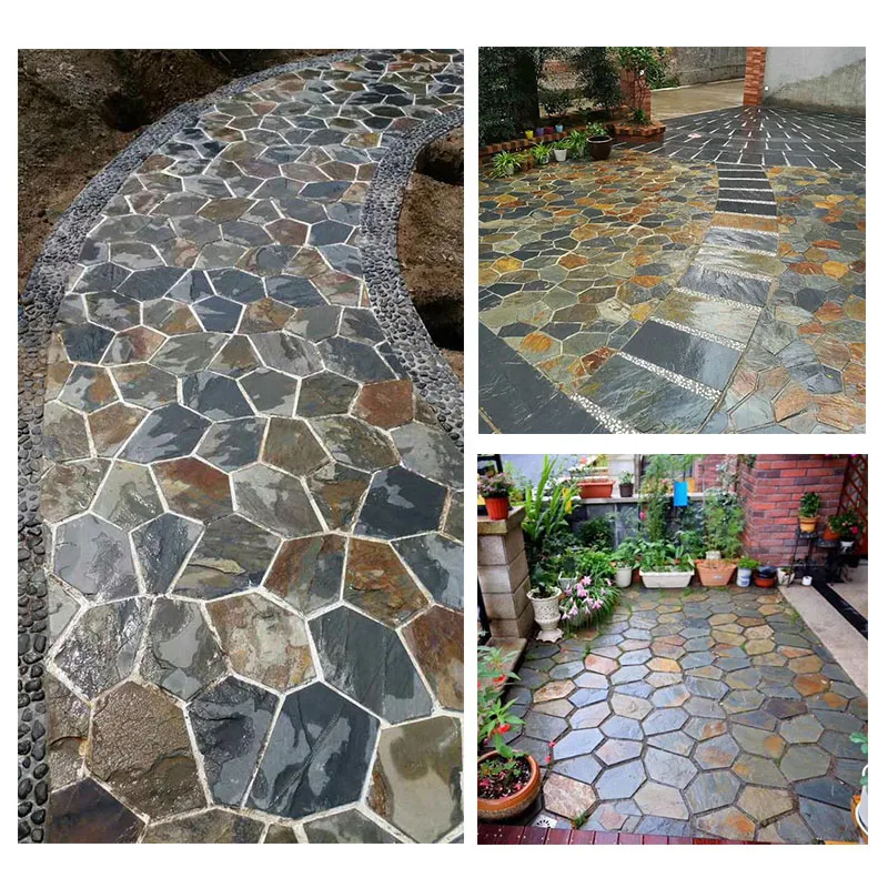 Direct Factory Sale Irregular Polygon Black Mesh Stone Paving Stone ...