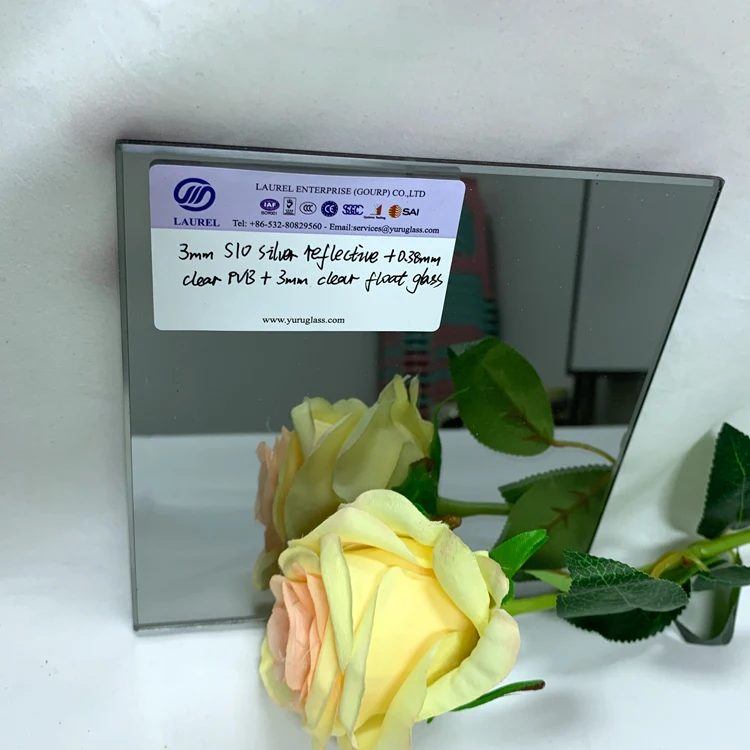 6.38mm S10 Silver Reflective Bronze/grey/clear PVB Laminated Glass