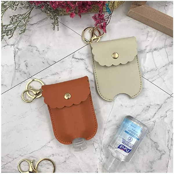 Leather Hand Sanitizer Case Bag Keychain - Travel Essentials