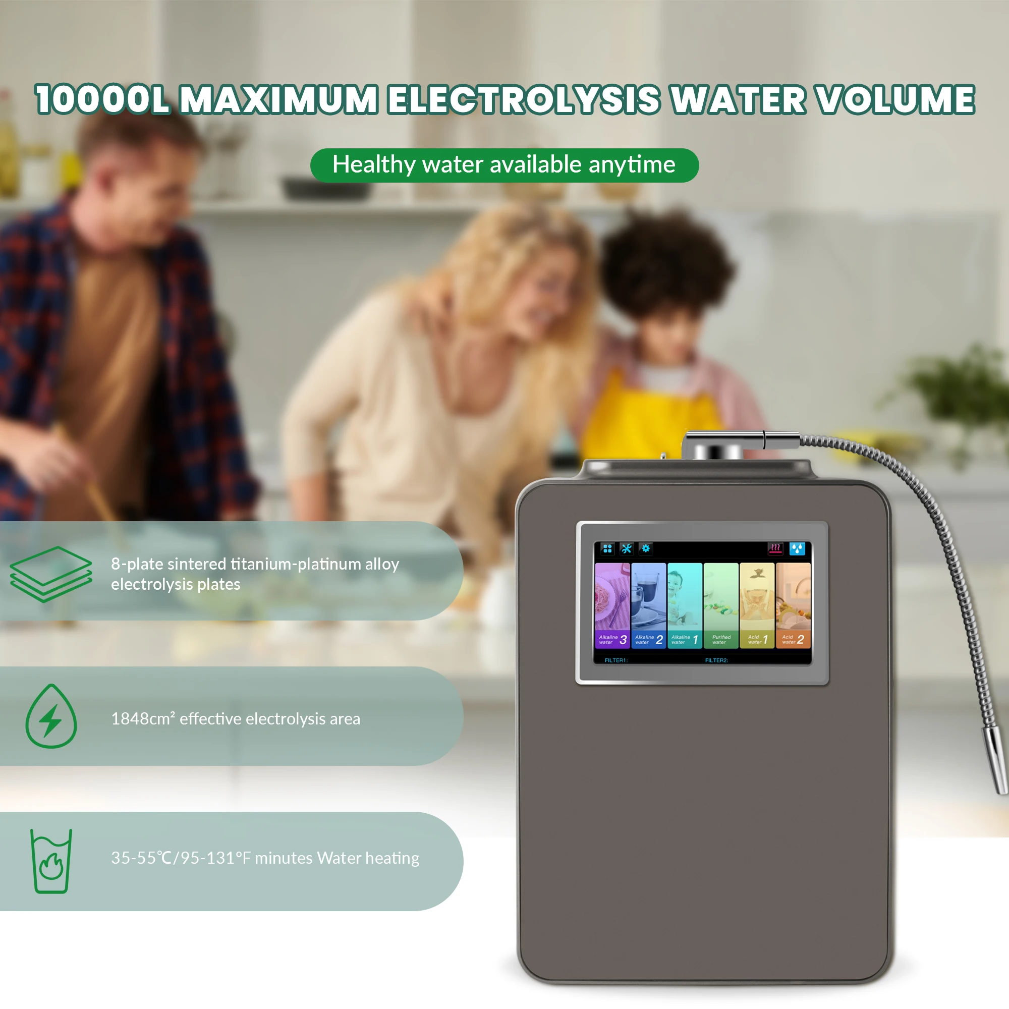 Hydrogen Water Generator 8 Above-Counter Extreme -PL Platinum-Coated ...