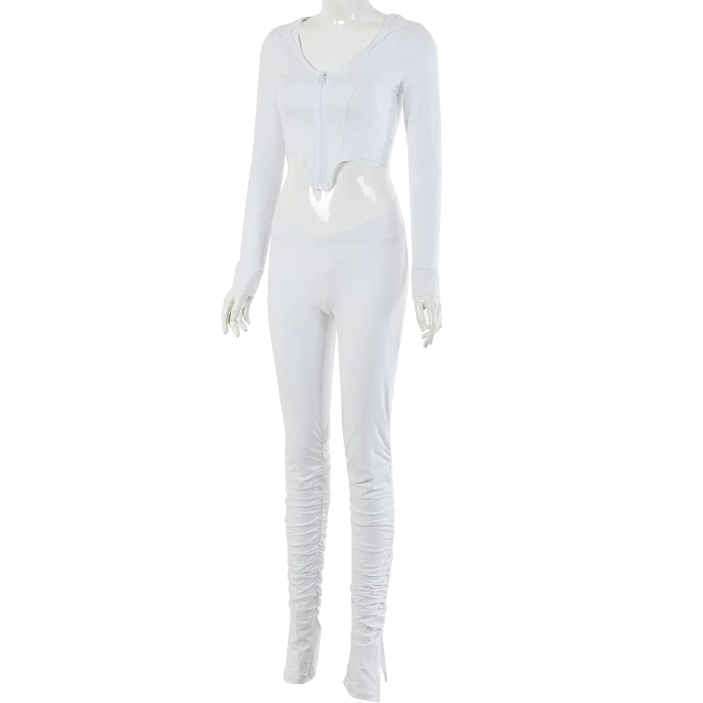 Casual Two Piece Set Women Long Sleeve Bodycon Hooded Matching Set Wear ...