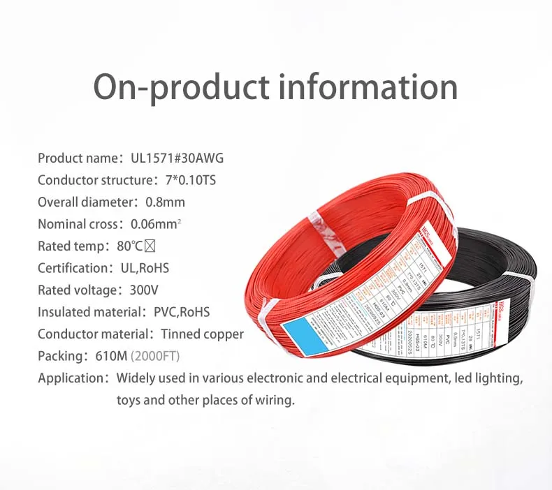 Ul1571 30awg 전기 전선 7*0.10ts Od0.8mm Pvc 절연 Ul 인증 와이어 가격 - Buy 전기 와이어 ...