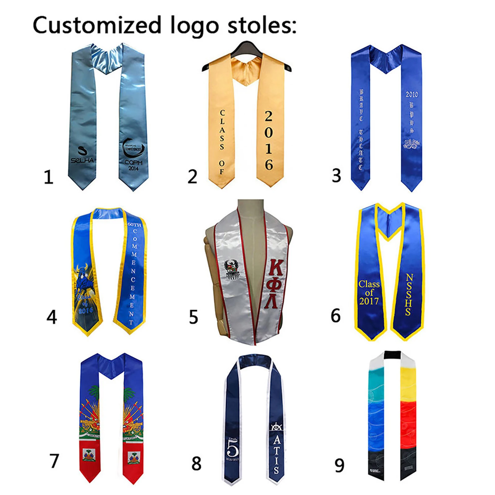 Factory Custom High Quality Adult 51"60"72" Long Graduation Stole ...