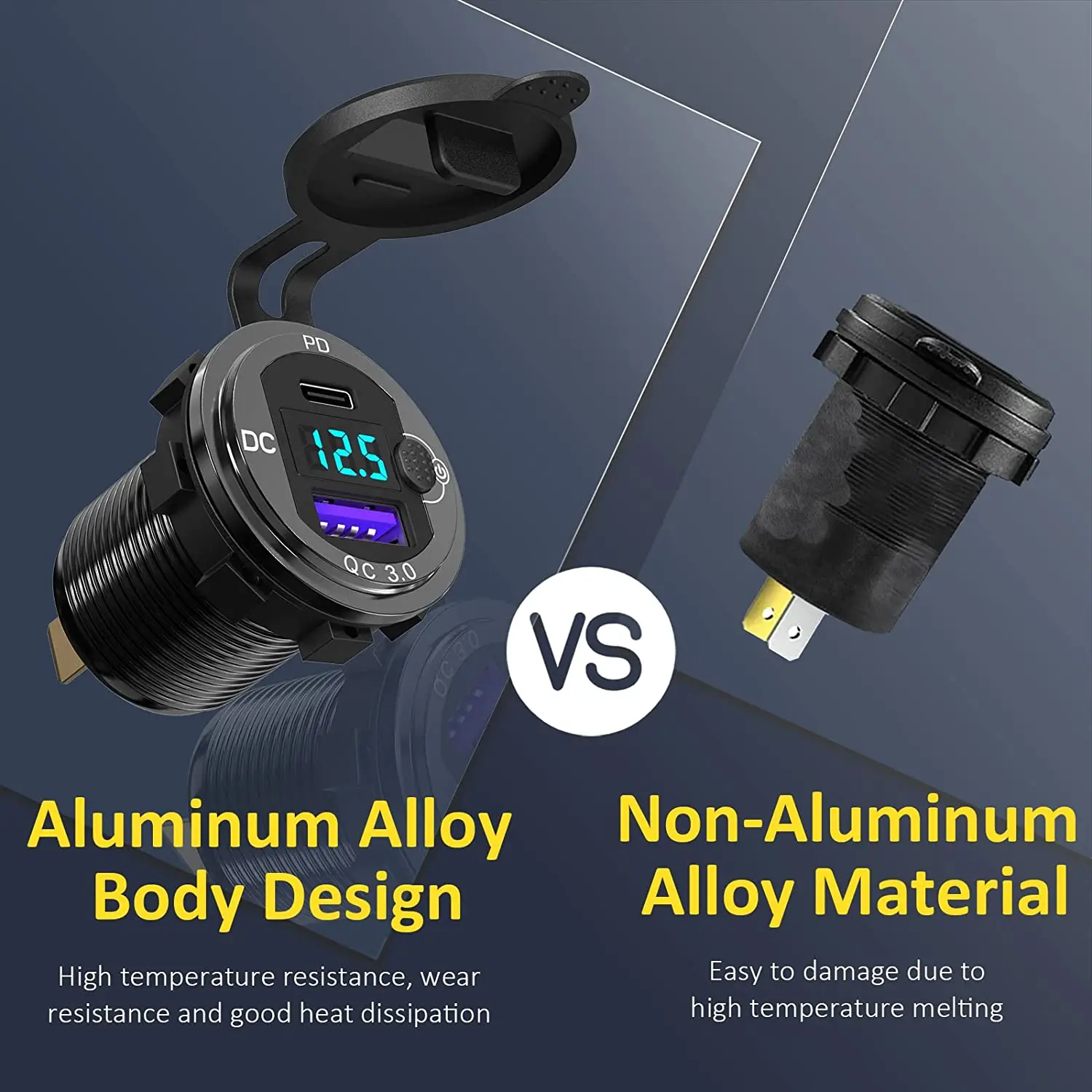 Pd 45w Type C Car Power Outlet Socket And Qc 3.0 18w Fast Charger 12v ...