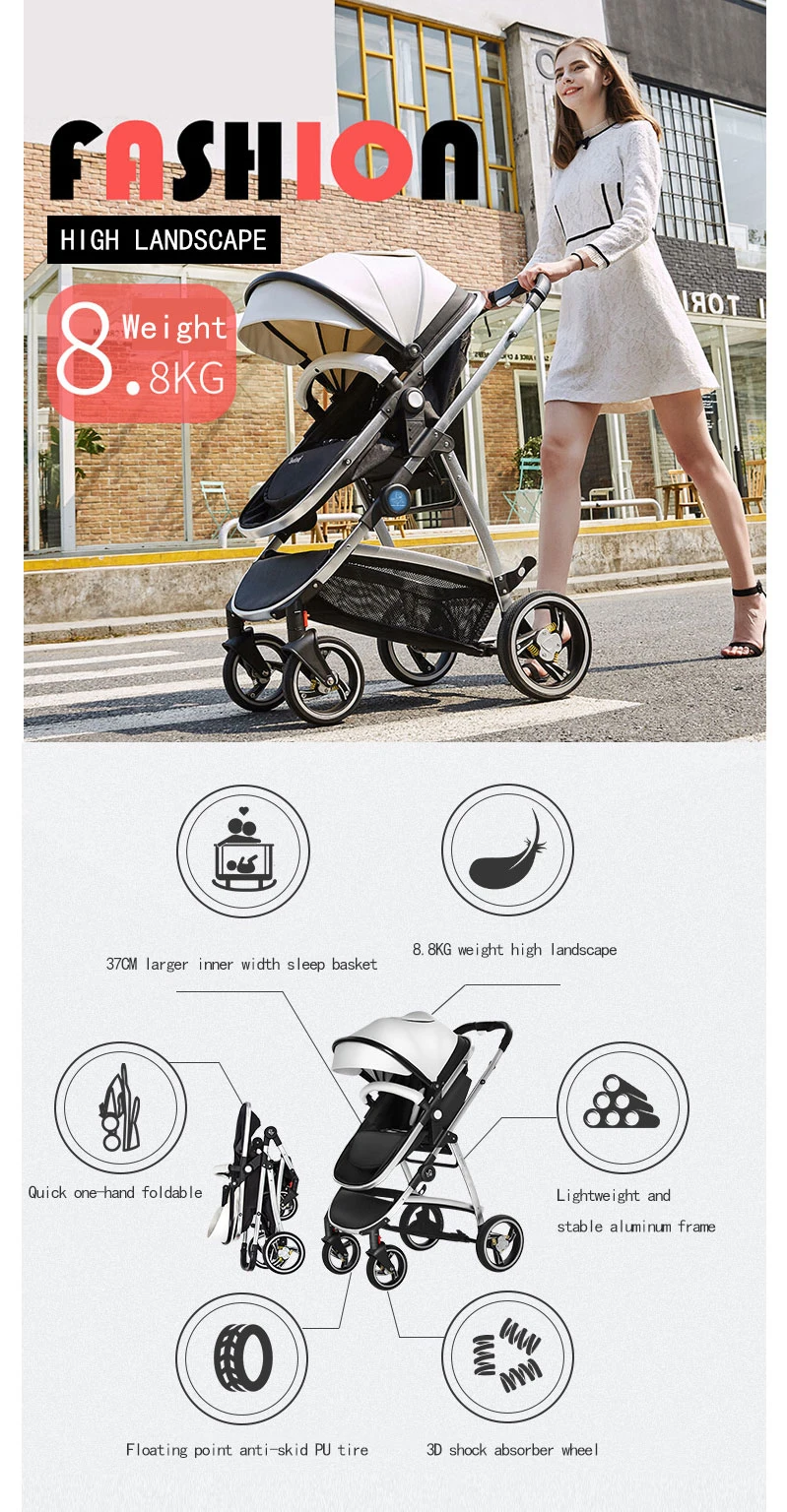 Luxury Design 3 In 1 Baby Stroller Car Seat High Landscape Bebek ...