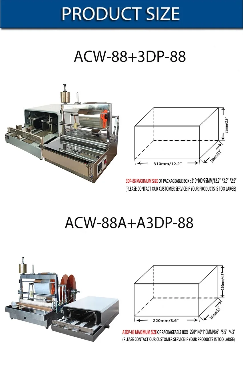 ACW-88+A3DP-88 Semi-Automatic Cellophane Wrapping Machine