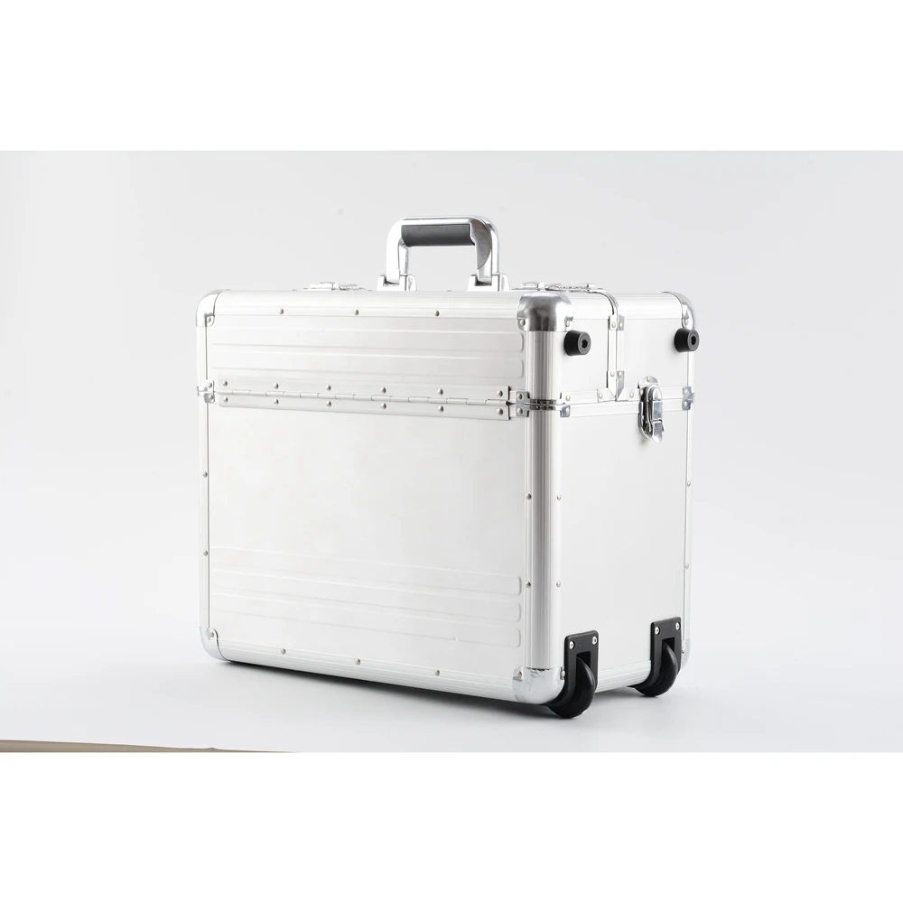 Glary New Aluminium Pilot Case Wheeled Briefcase Carry On Travel Work ...