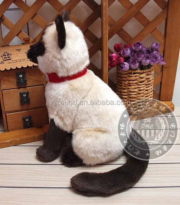 40cm Thailand Siamese Cat Real Plush Fluffy Soft Toy - Buy Plush Toy ...