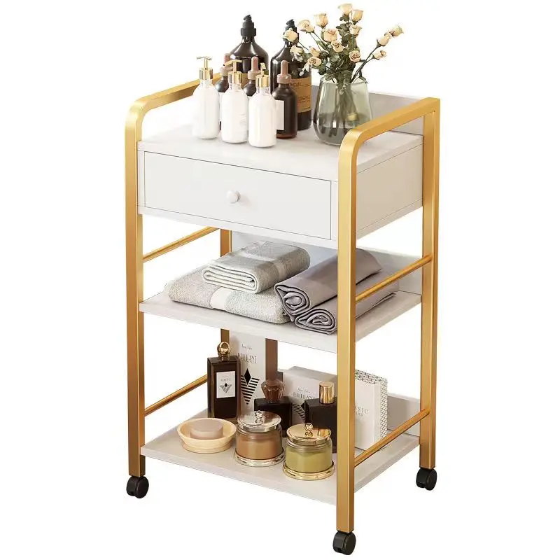 Stylish Gold SPA Salon Furniture Trolley - Beauty Tool Cart