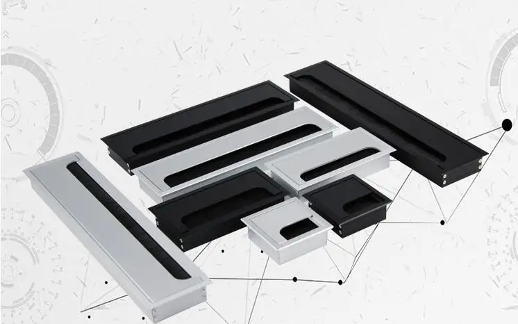 Techson Rectangular Cable Grommet Black, 2Pcs Aluminum Alloy Home ...