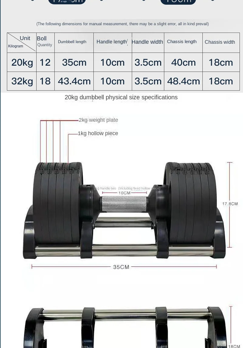 Adjustable Steel Dumbbells Durable Free Weights with Rubber Coating ...