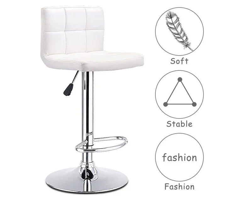 Minimalist Pu Leather Swivel Adjustable Cafe Furniture High Middle Back ...