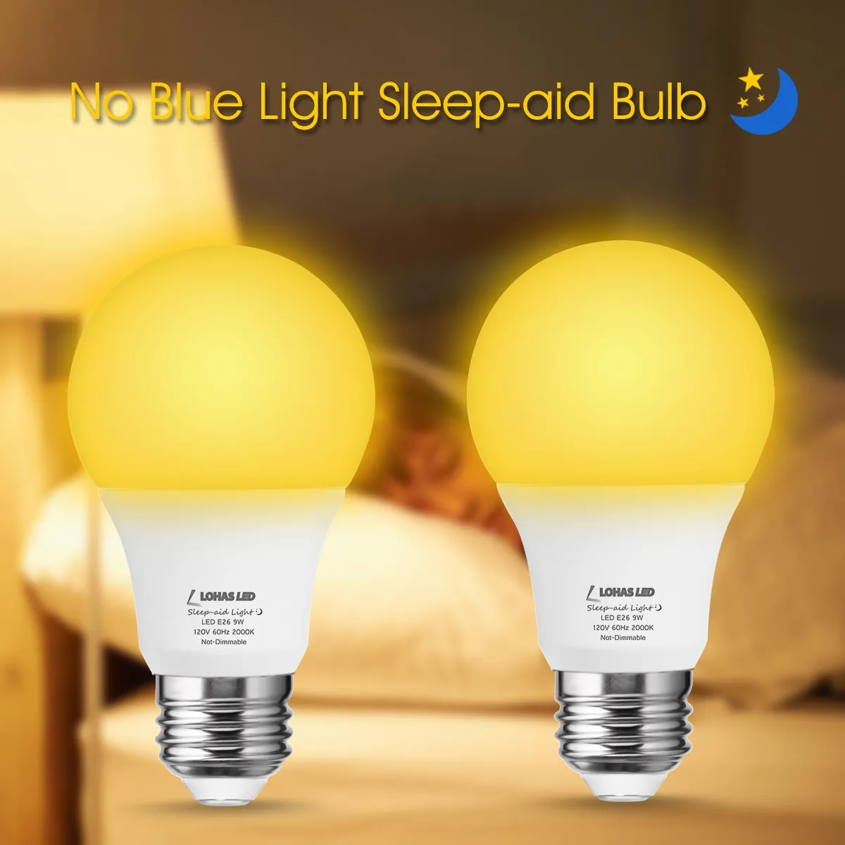 A19 Led Sleep Aid Light Bulbs 5w 9w Amber Yellow 2000k No Bule Light ...