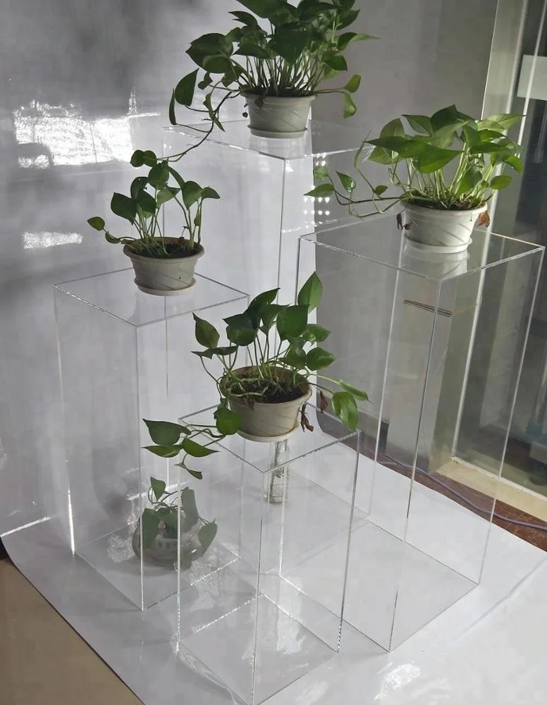 Naxilai Clear Acrylic Pedestal Acrylic Square Plinth Pillar Pedestal ...