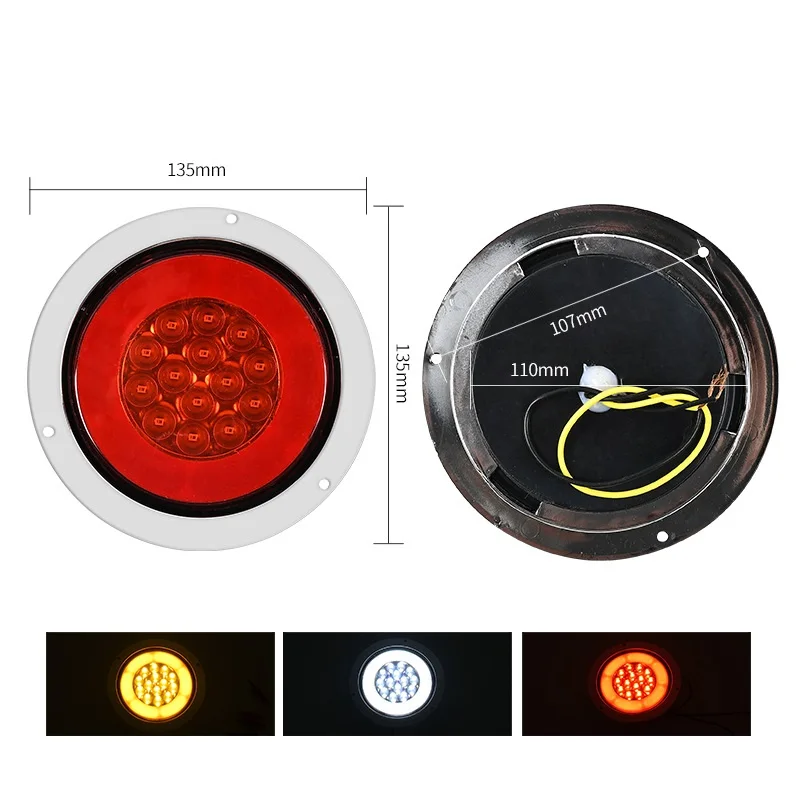 24v Led 4" Inch Round Neon Halo Ring Trailer Heavy-duty Truck Tail ...