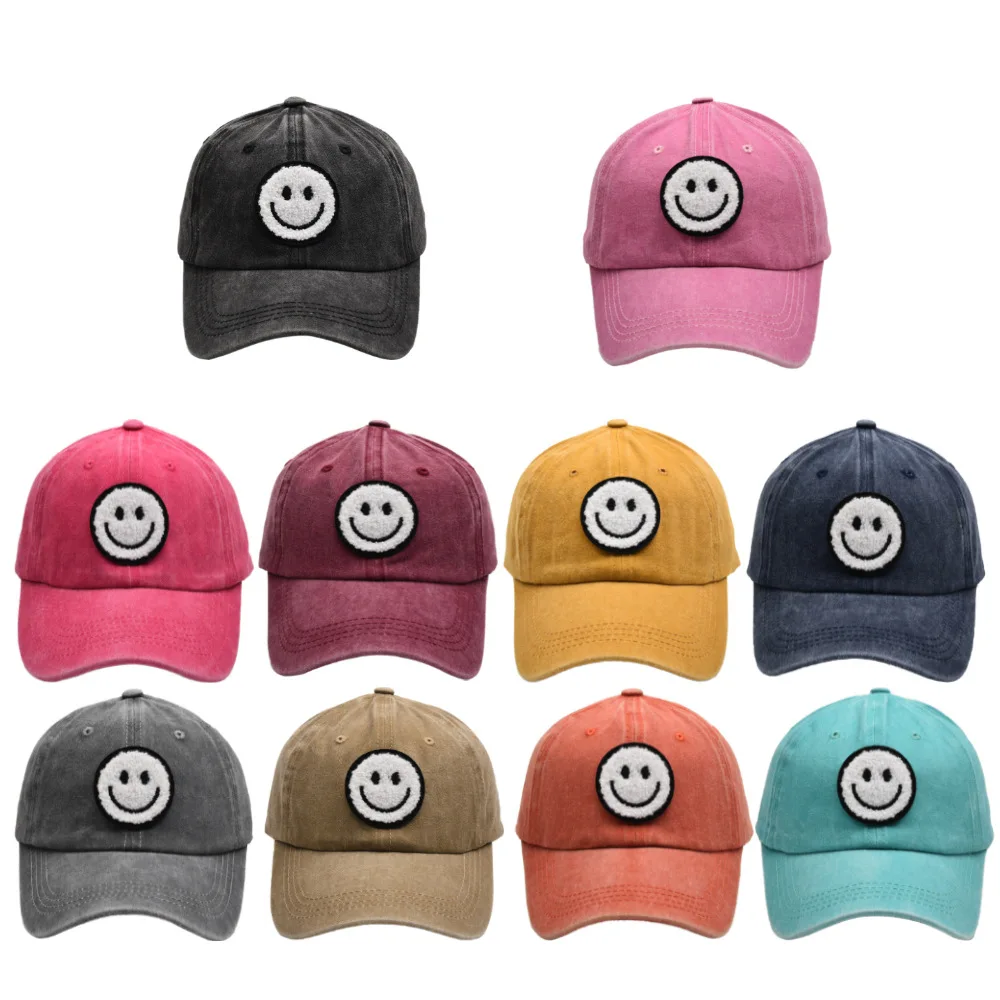 Vintage Retro Adult Kids Matching Mommy And Me Smiley Face Baseball Hat ...