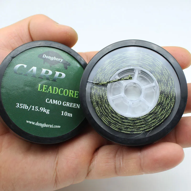 10m Carp Fishing Line Leadcore 35 45 55lb Camo Green Leader Lead Core ...