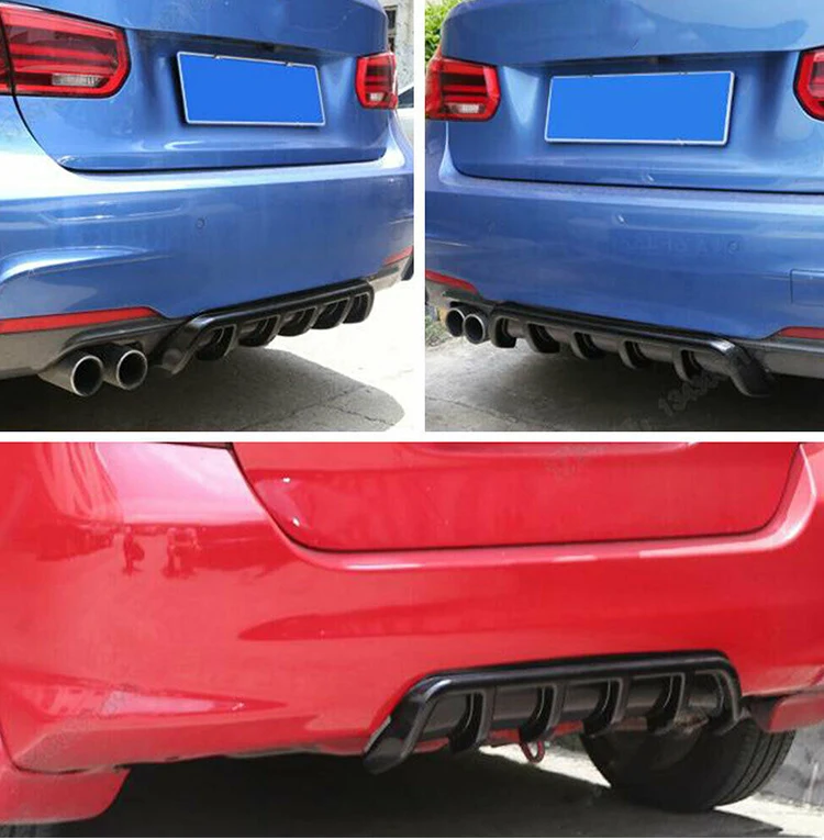 Universal Abs Rear Car Shark Fin Style Curved Bumper Lip Diffuser Shark ...