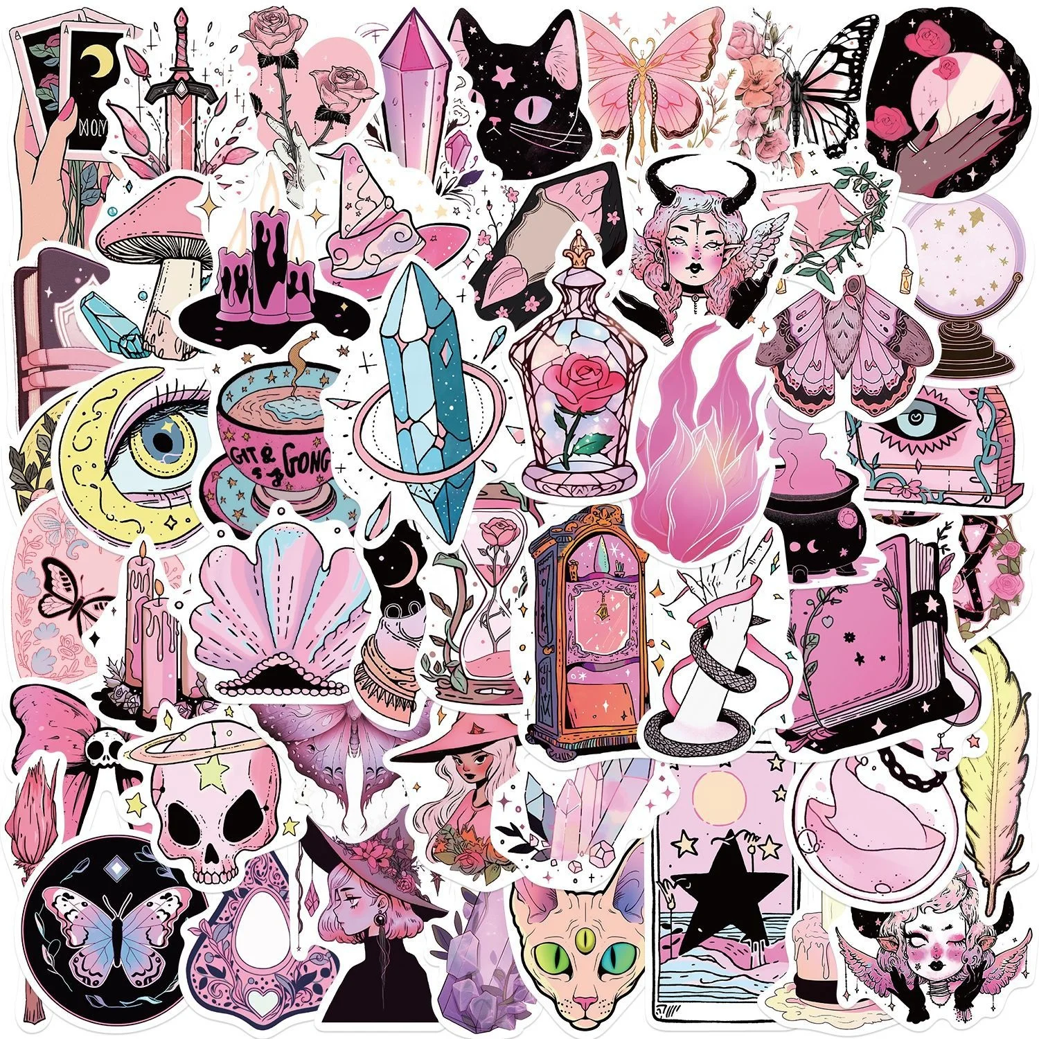 50 Pop Pink Witch Graffiti Stickers Wholesale Guitar Notebook Luggage ...