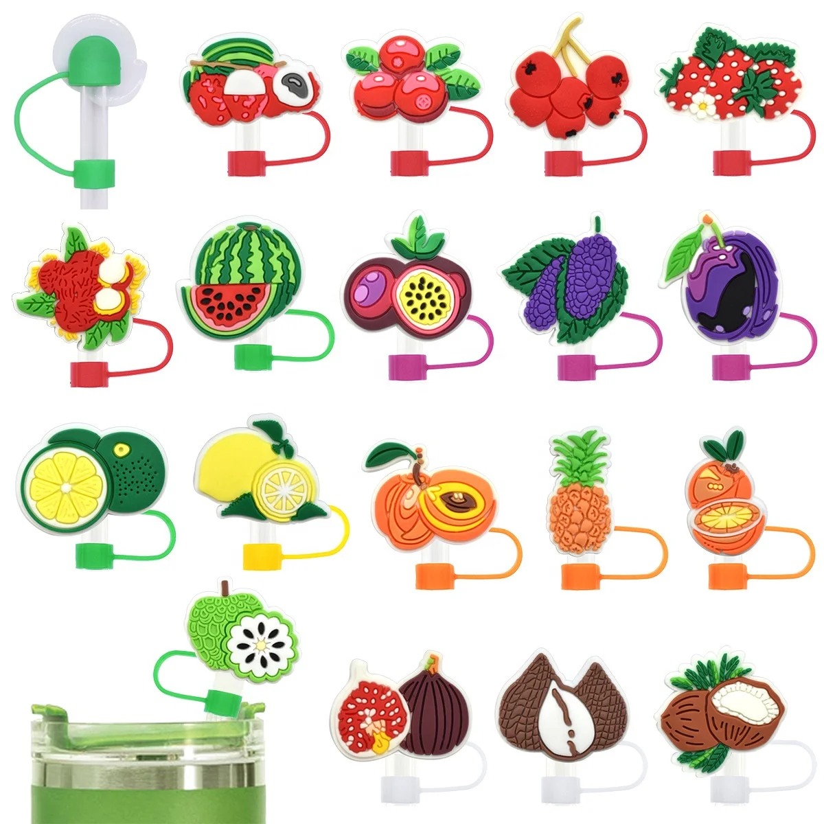 10mm Cowgirls Straw Topper Charms Cartoon Fruits Straw Charms For ...