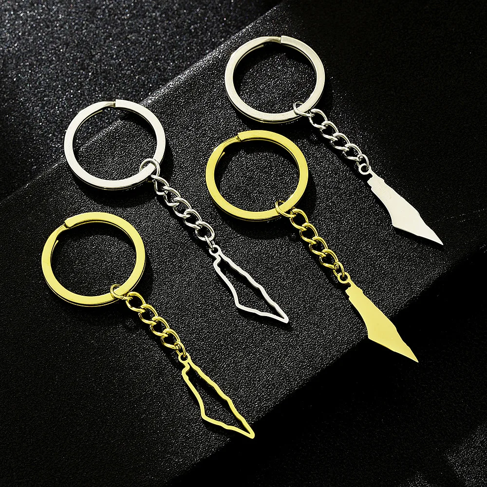 Israel Palestine Map Pendant Keychain Stainless Steel Country Map Car ...