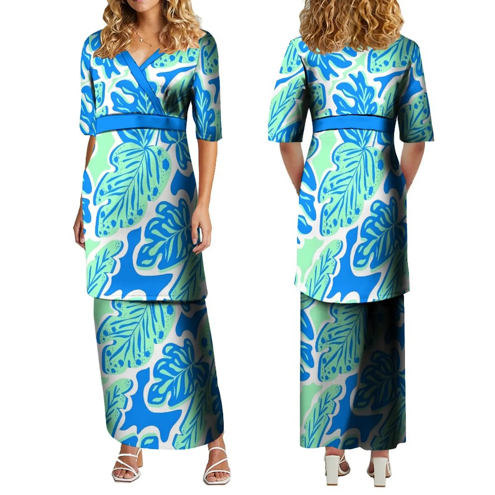 Wholesale Customized Polynesian Tribal Design Samoan Puletasi Set Dress ...