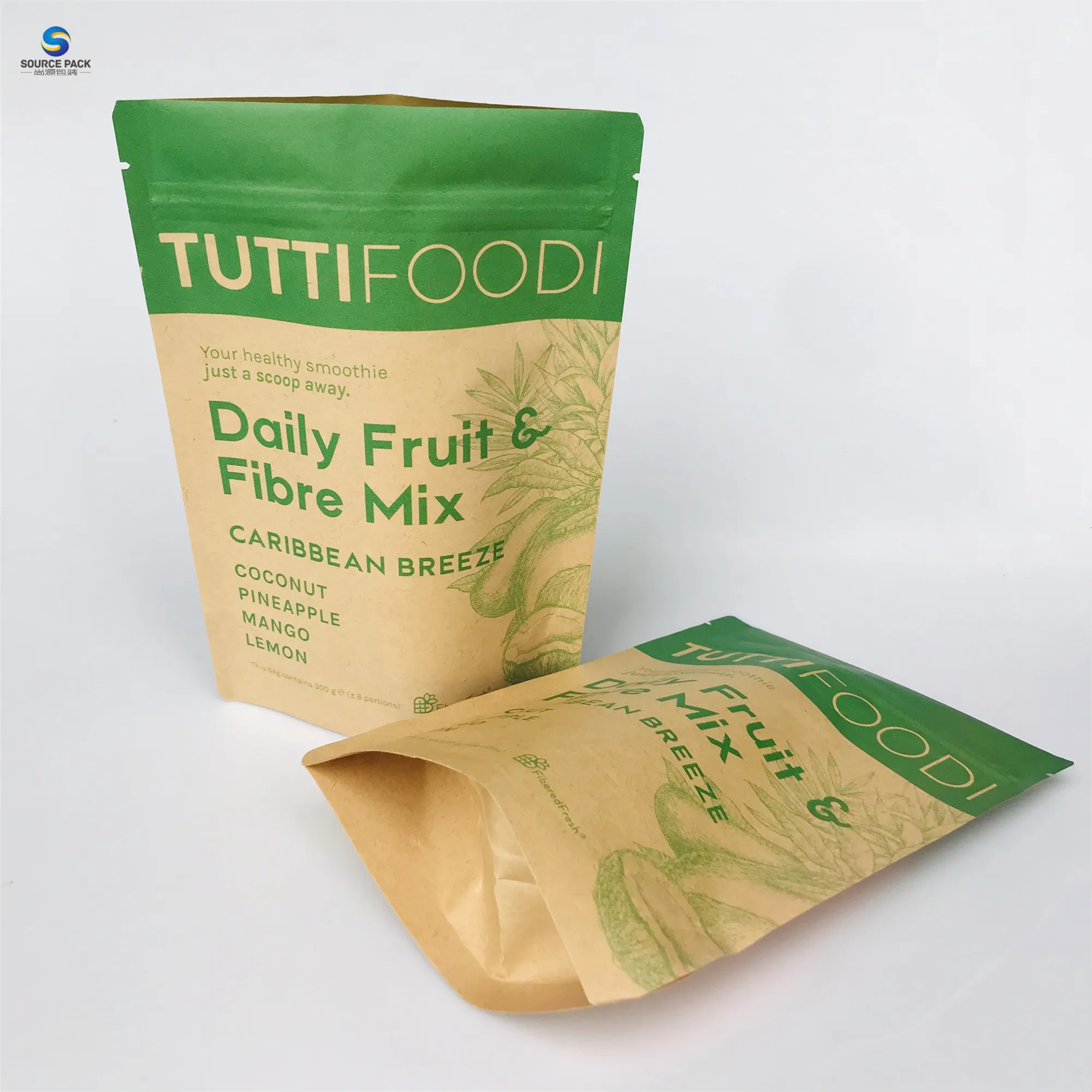 Eco-friendly Biodegradable Kraft Paper Packaging Zip Lock Stand Up Doy ...