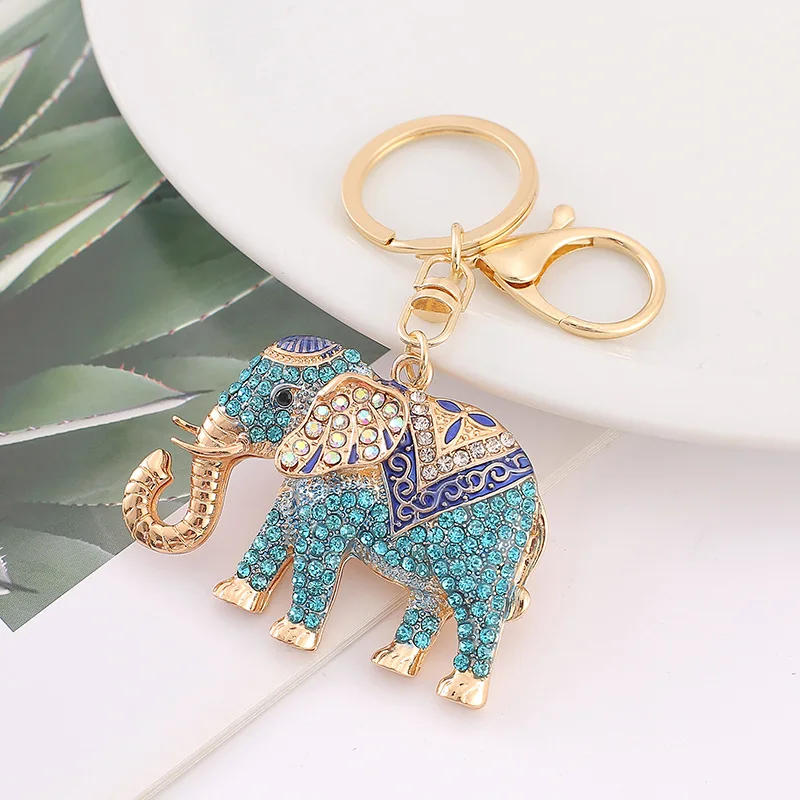 Wholesale Full Shinning Stone Padded Metal Elephant Rhinestone Keychain ...
