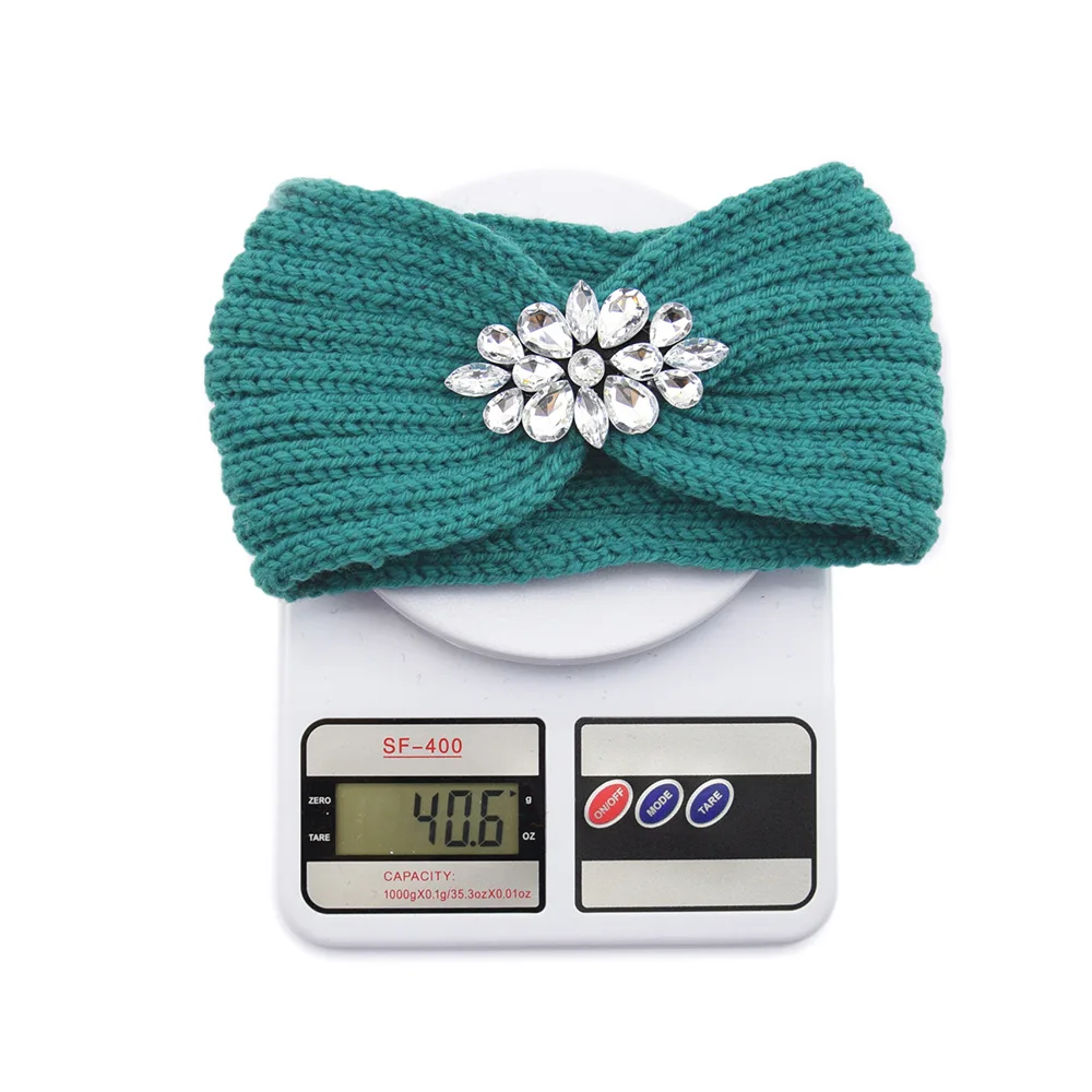 European American Style Diamond-Studded Knitted Headband Trendy Hair ...