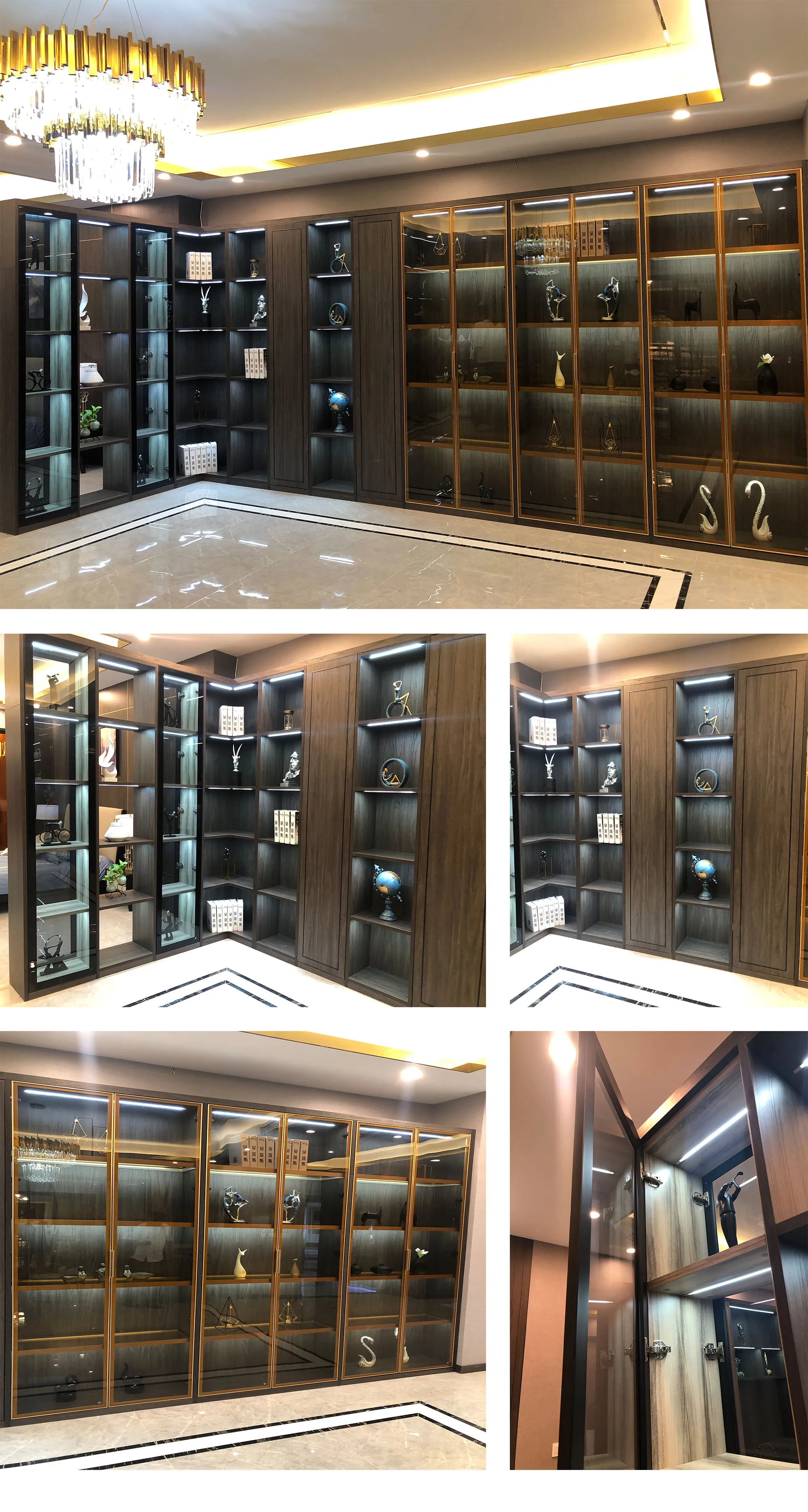 Nicocabinet Luxury Dark Wood Bookcase Modern Modular Book Cabinet With ...