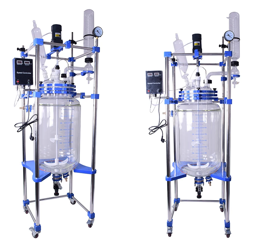 100 liters lab double jacketed glass reactor with borosilicate 3.3 ...