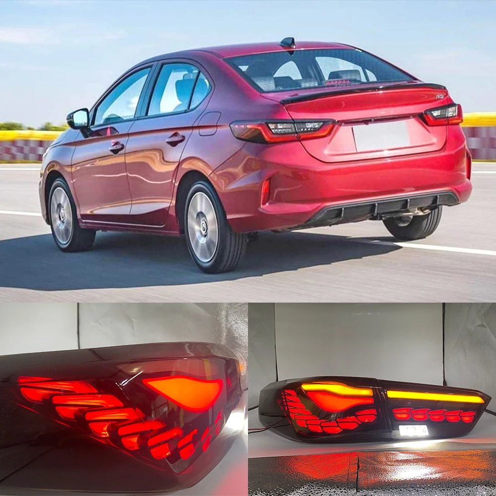 Upgrade Smoked/red Dragon Scale Led Taillights For Honda City Tail ...