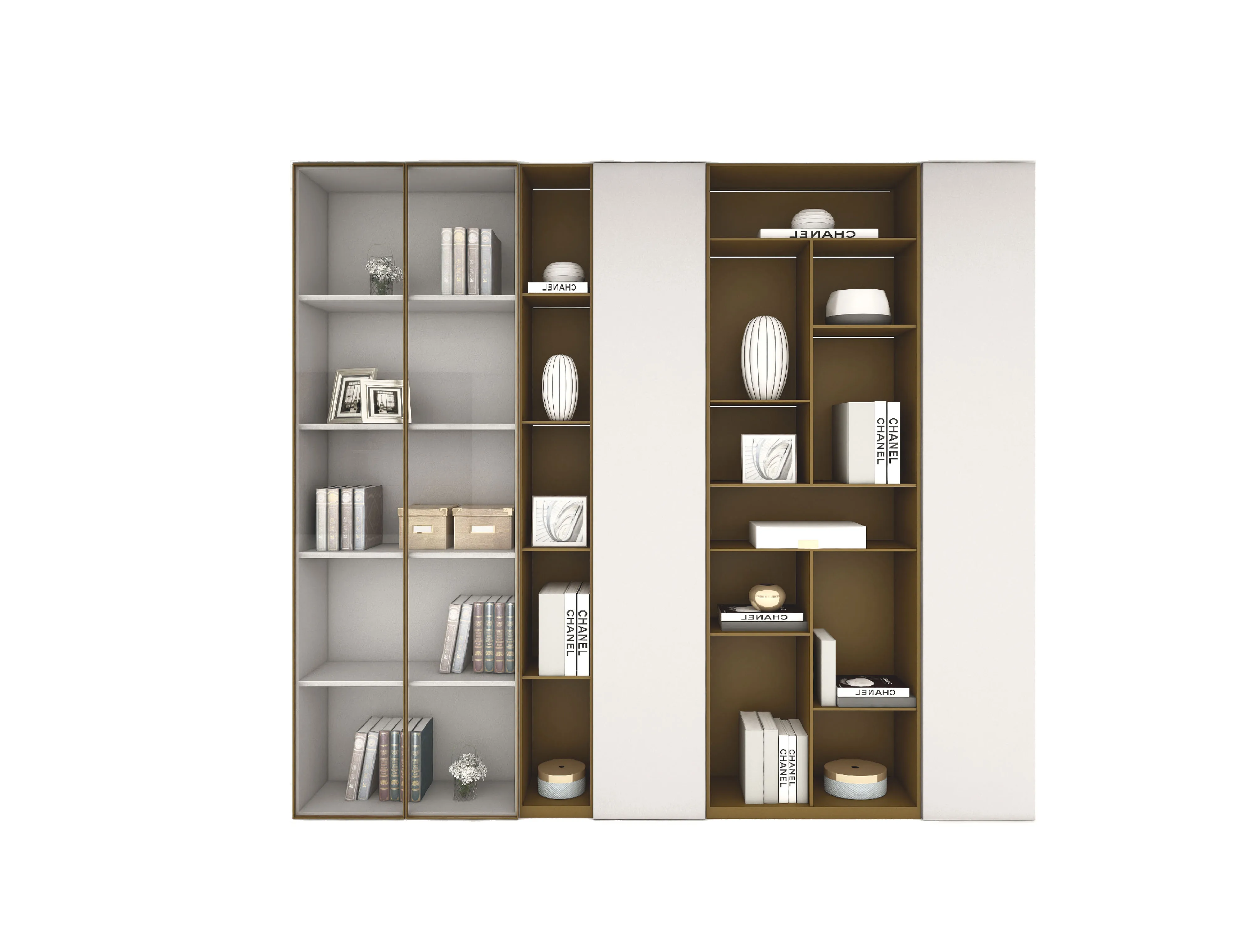 Customized Light Luxury Modern Style Bookshelf With Drawers,Orange Open ...