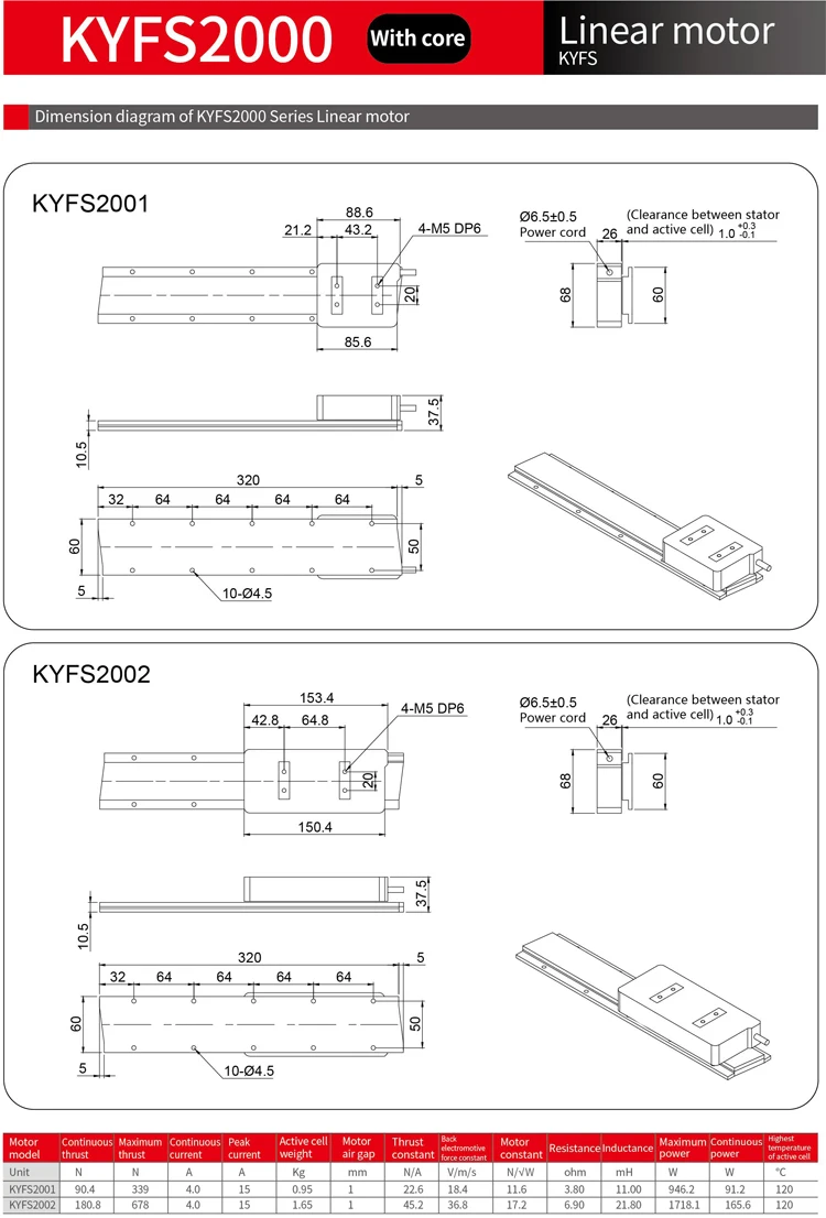 LZC Linear Motor KYFS2000-M-A1 for Spot Welding Machines