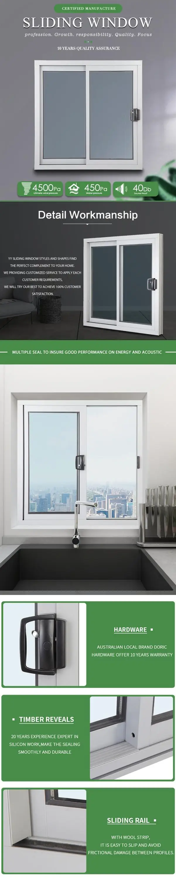 Popular Type High Quality Double Glass Aluminum Sliding Window| Alibaba.com