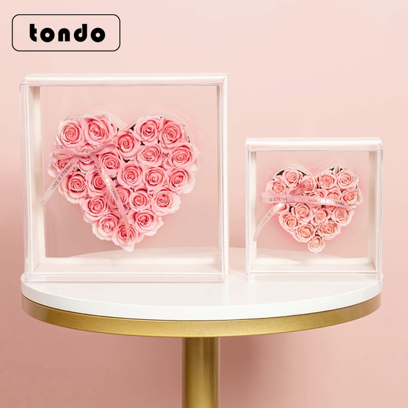 Luxury Clear Acrylic Box - Heart Shaped Flower Boxes