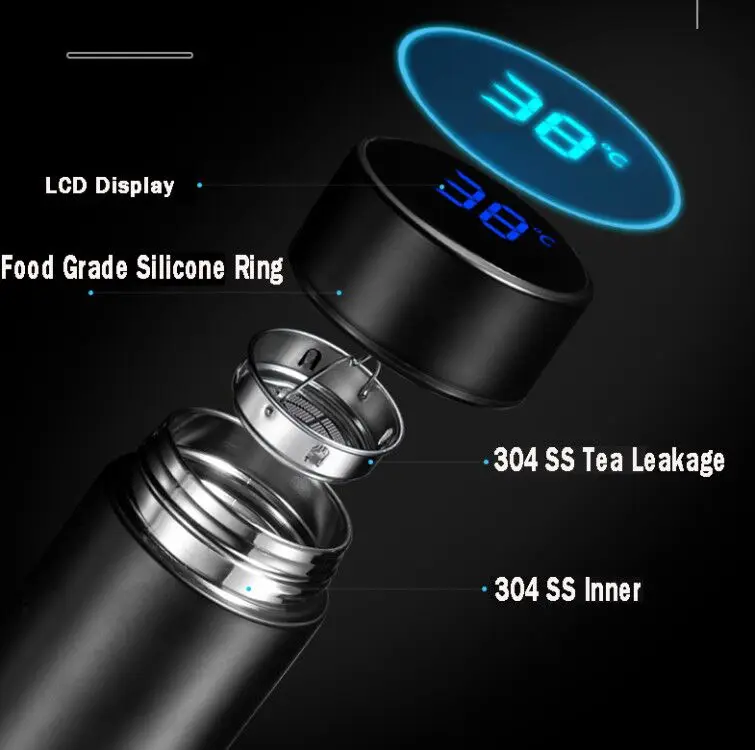 500 Ml Travel Mug Termos Thermometer Thermos Led Cup Digital ...