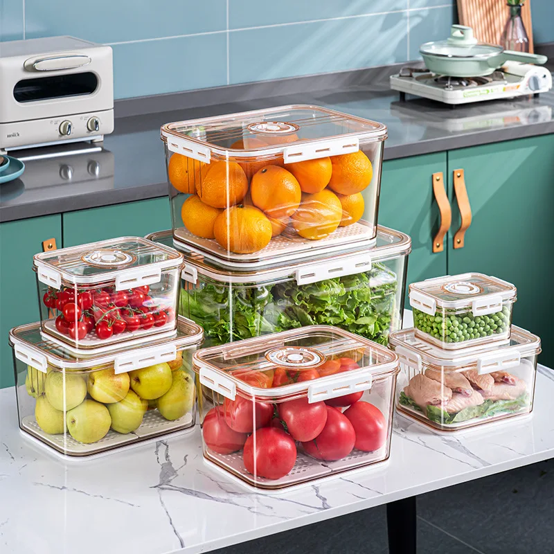 Custom Reusable Clear Food Airtight Big Fridge Storage Boxes ...