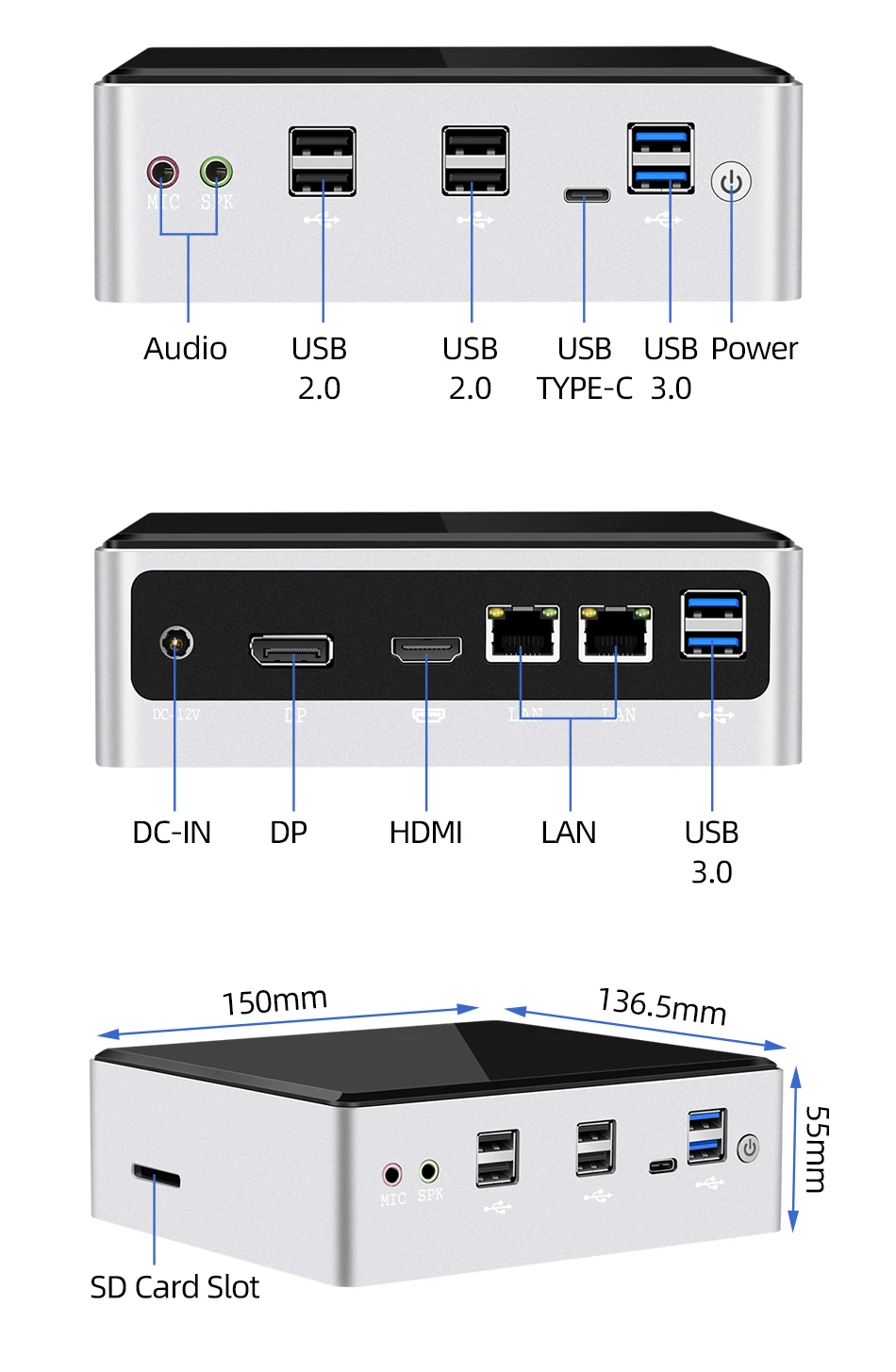 4k Nuc Mini Pc Core I7 10510u 8569u I5 10210u 8259u 7267u I3 7020u Ddr4 ...