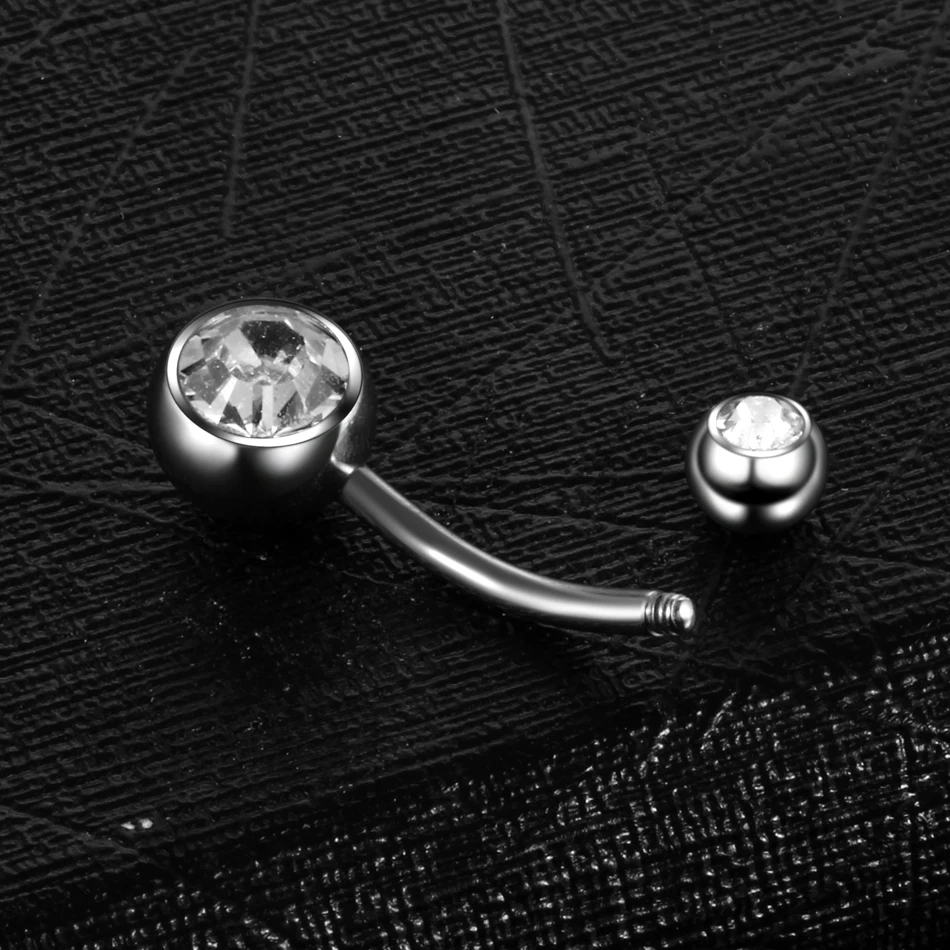 Titanium Sexy Navel Belly Button Rings 14g Double Round Cubic Zirconia ... Titanium Sexy Navel Belly Button Rings 14g Double Round Cubic Zirconia ...