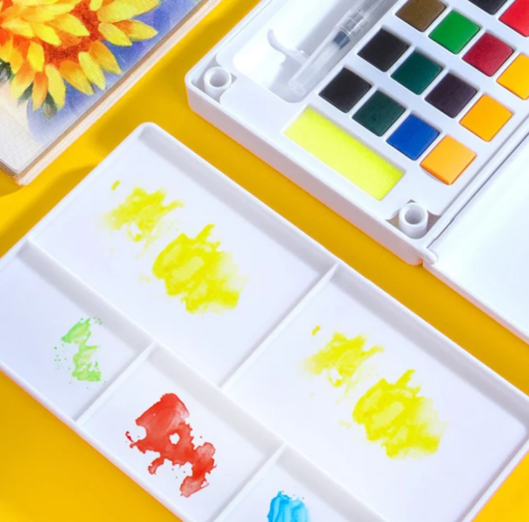 Watercolor paint travel set half pan refills 12 pcs solid pigment ...